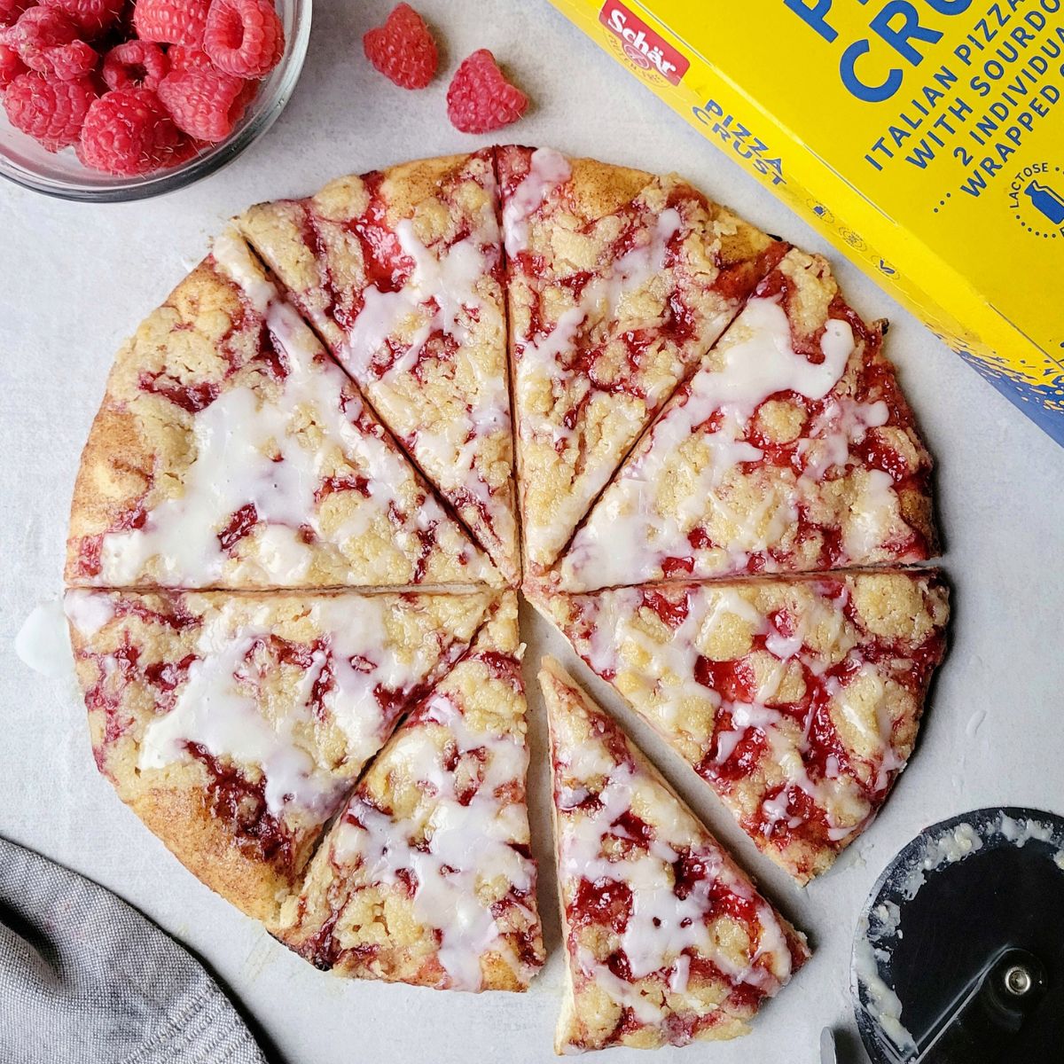 Raspberry Crumble Dessert Pizza - Thriving Gluten Free
