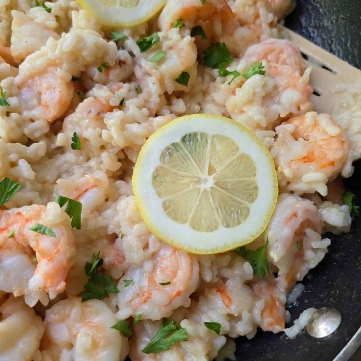 Easy Lemon Risotto with Shrimp - Thriving Gluten Free